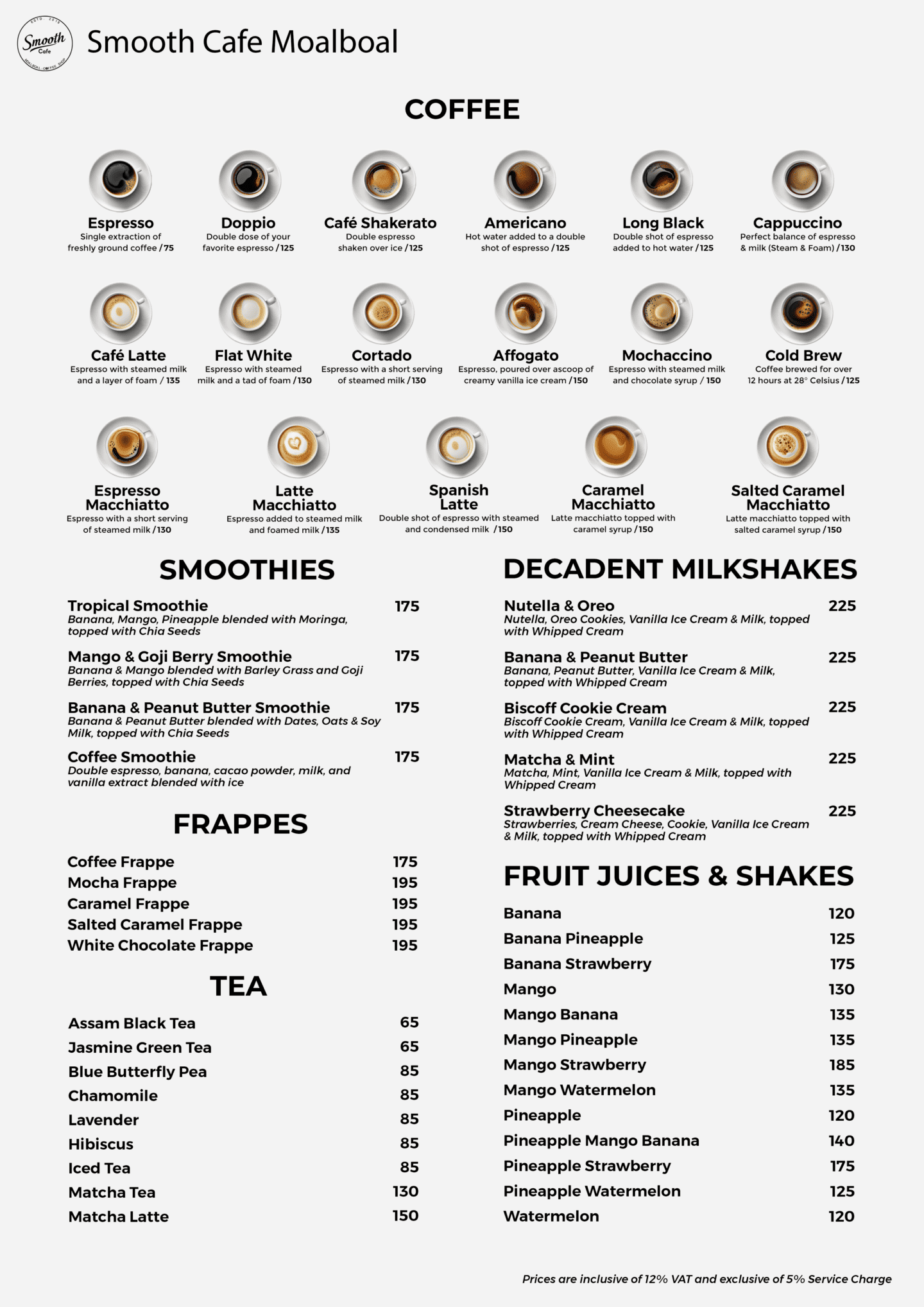 Full Menu - Smooth Cafe Moalboal